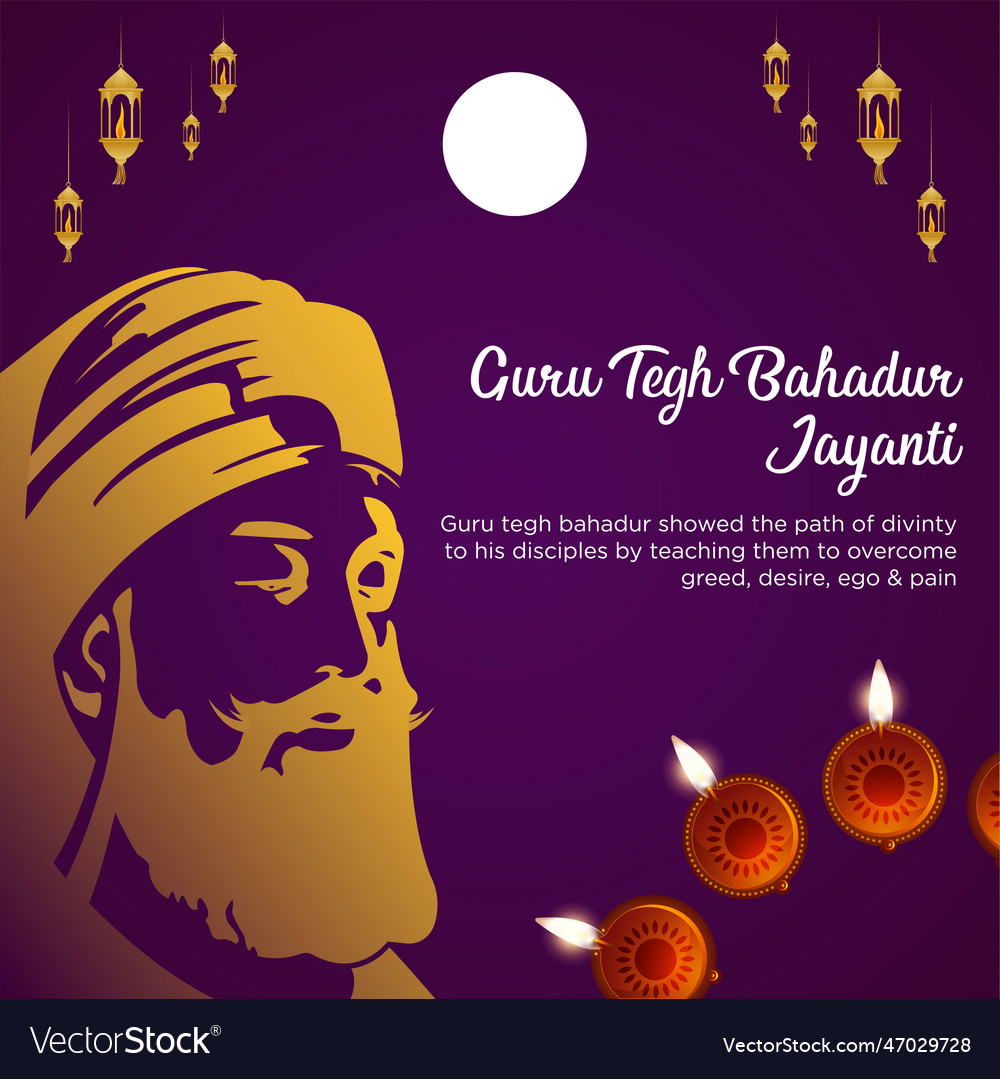 Banner design of guru tegh bahadur jayanti Vector Image