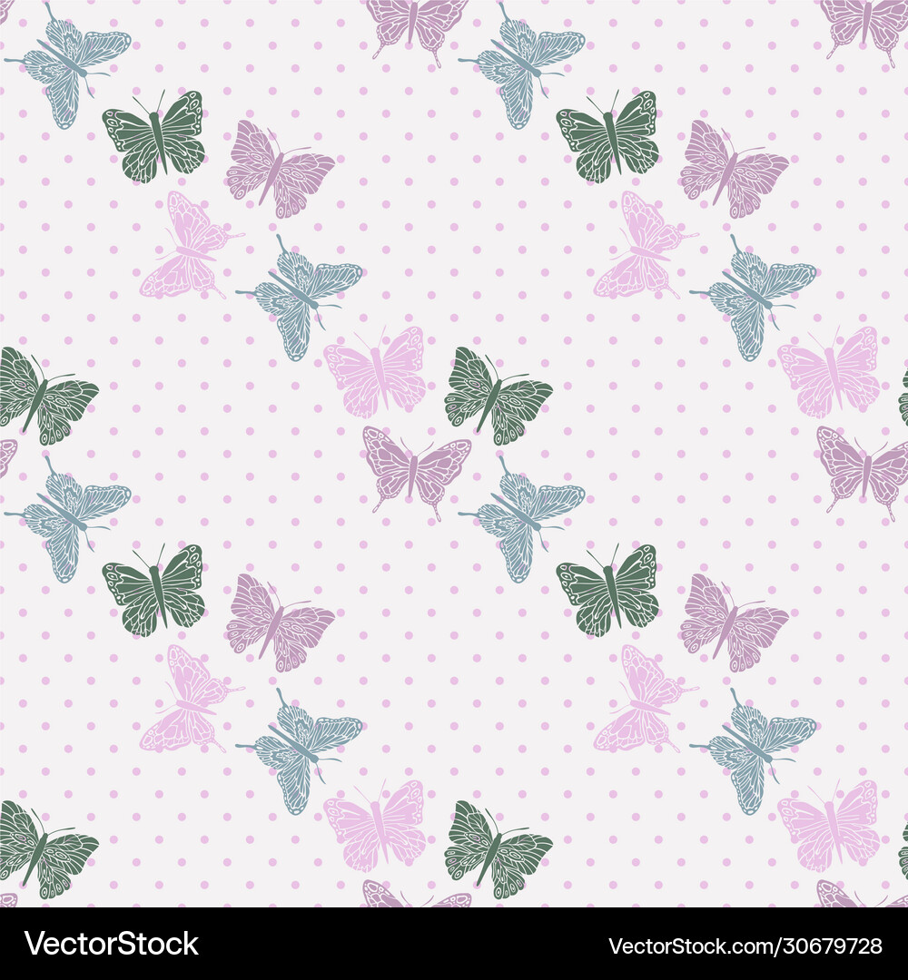 Butterfly seamless pattern vintage styledesign Vector Image