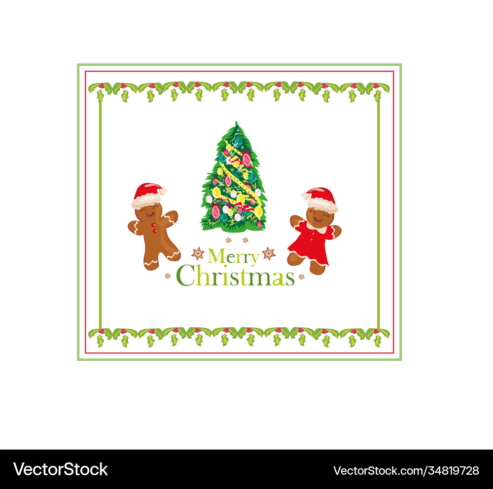 Christmas card with a gingerbread decorating Vector Image
