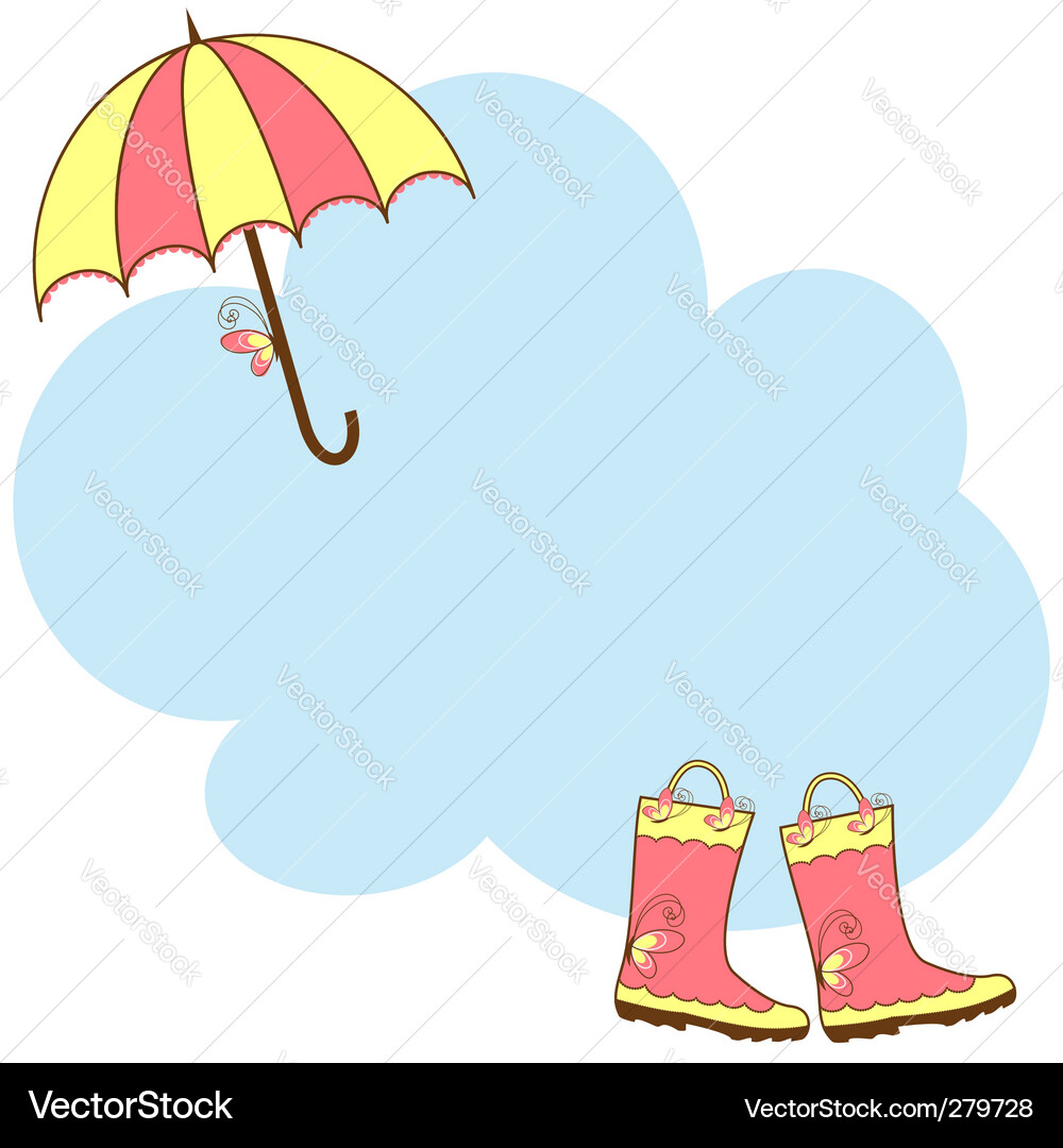 Colorful Rain Boots and Umbrella Royalty Free Vector Image