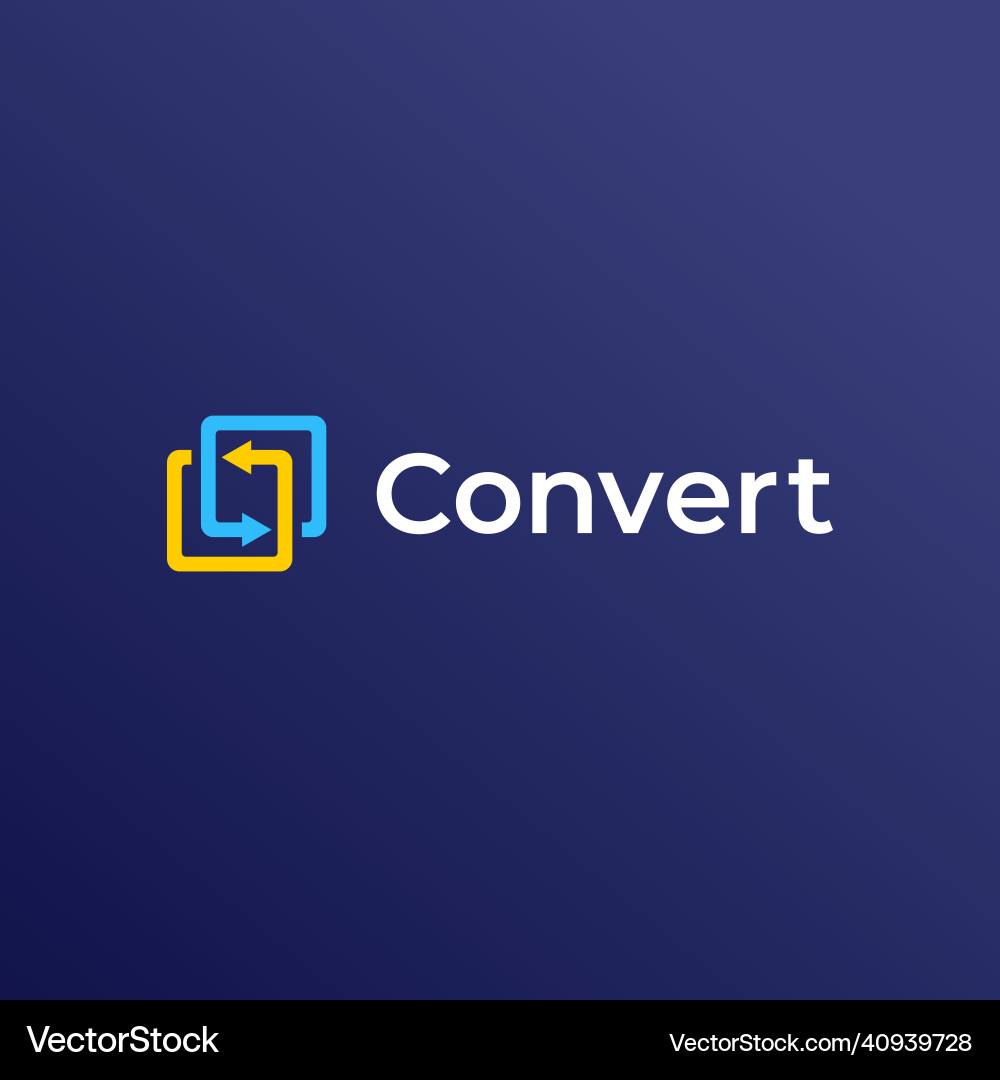 Converter logo with the arrow icon Royalty Free Vector Image