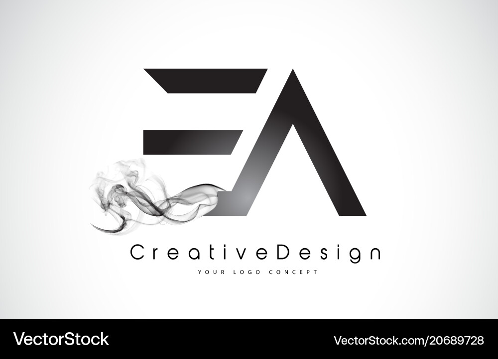 Ea letter logo design with black smoke Royalty Free Vector