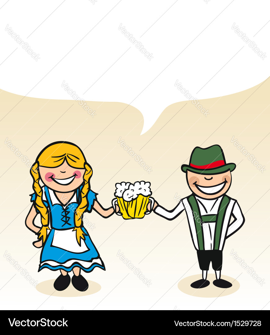 German cartoon couple bubble dialogue Royalty Free Vector
