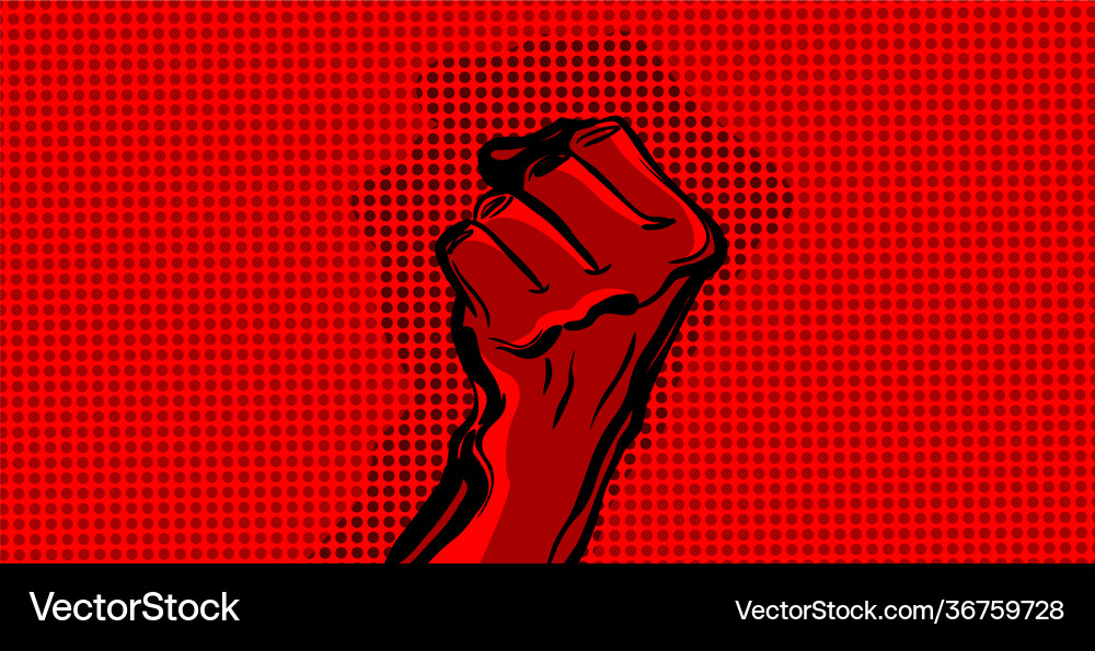 Hand fist raised arm with comic background Vector Image