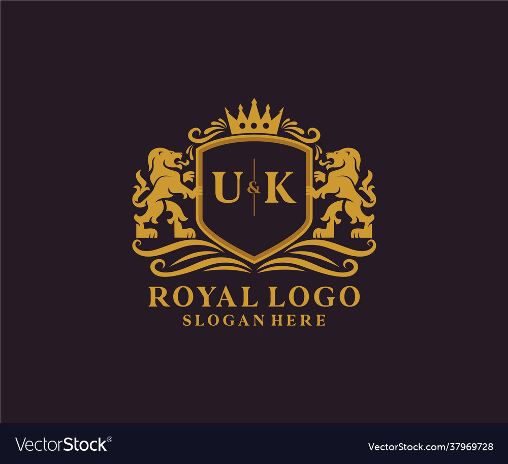 Initial uk letter lion royal luxury logo template Vector Image