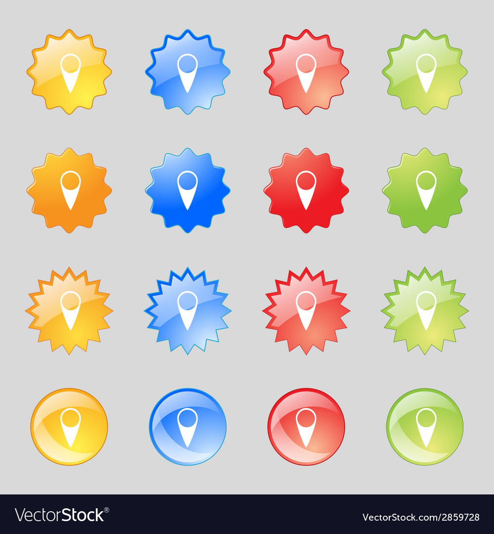 Map pointer icon gps location symbol set colourful