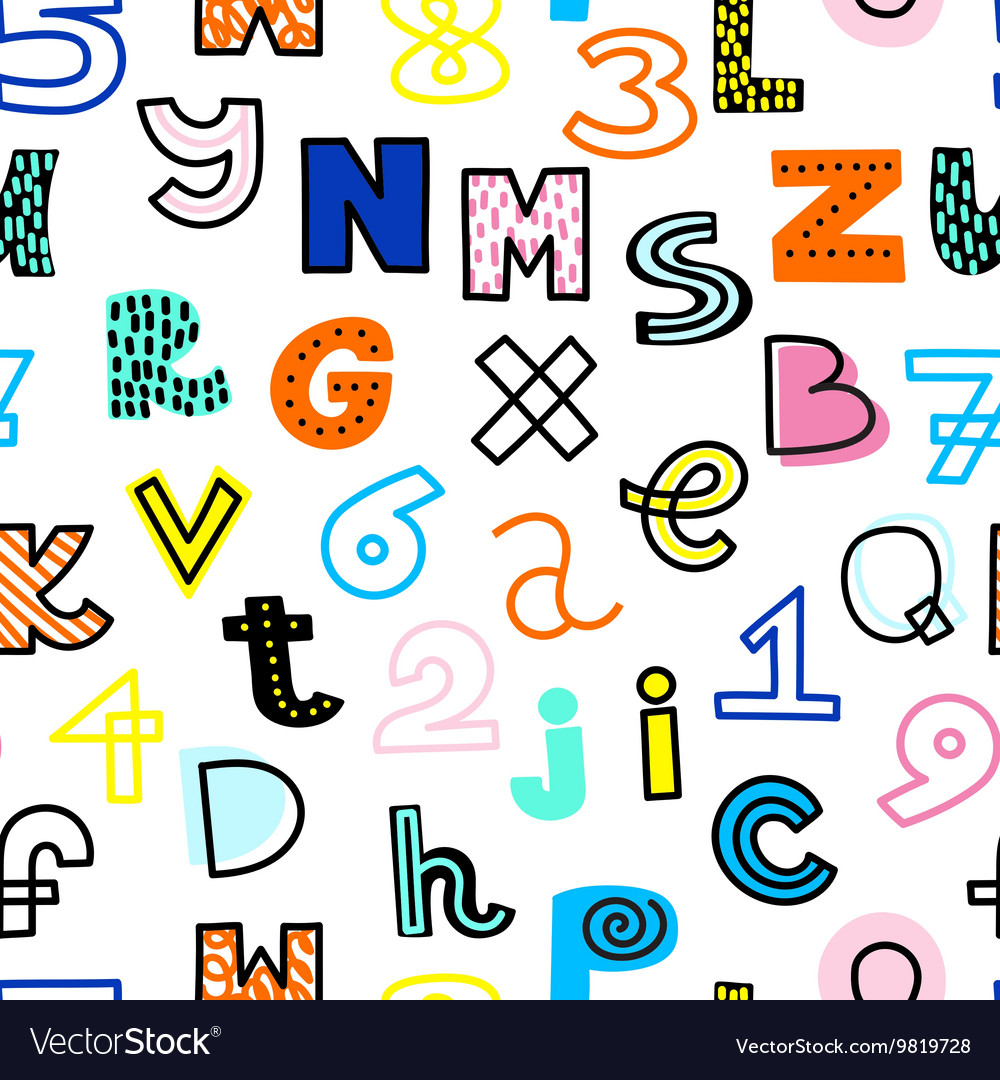 Seamless pattern with funky hand drawn Royalty Free Vector