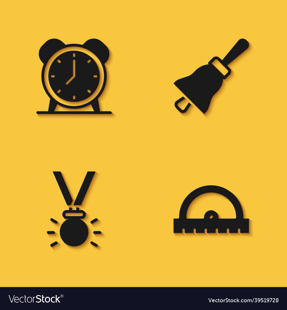 Set alarm clock protractor grid medal Royalty Free Vector Set alarm clock protractor grid medal Royalty Free Vector