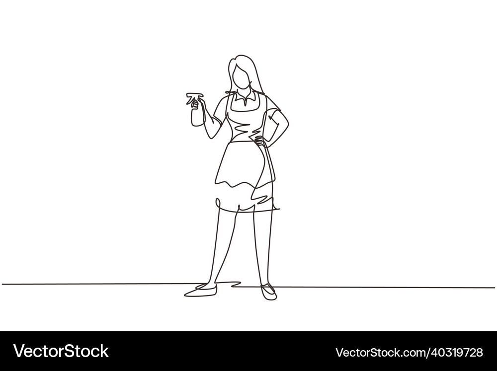 Single continuous line drawing woman washing Vector Image
