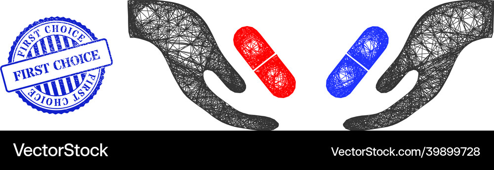 Textured first choice seal and net pill choice Vector Image