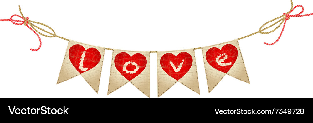 Vintage bunting with hearts Royalty Free Vector Image