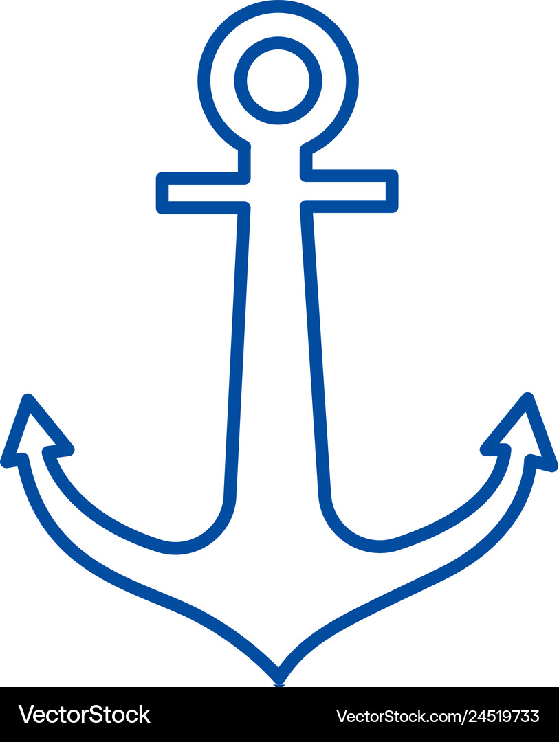 Anchor line icon concept flat Royalty Free Vector Image