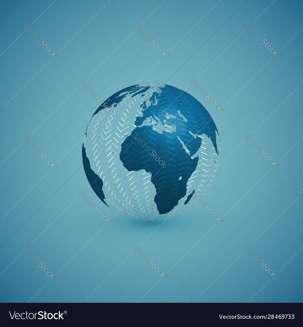 Blue globe map with pattern sphere Royalty Free Vector Image