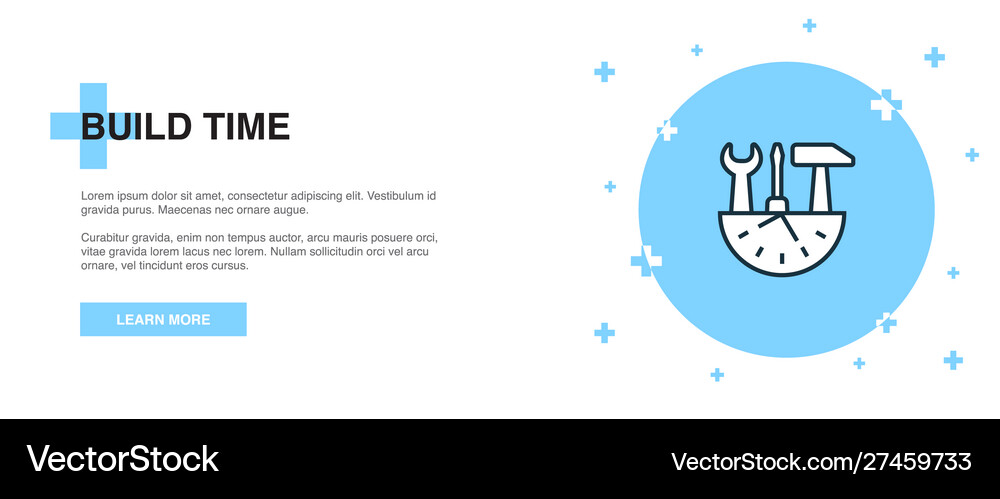 Build time icon banner outline template concept Vector Image