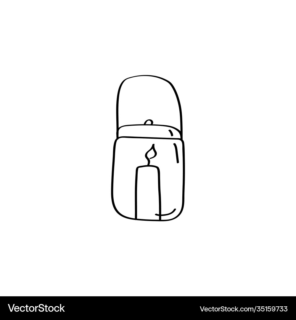 Candle in holder candlestick sign doodle Vector Image