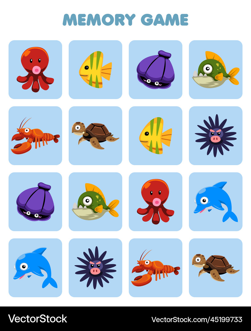 Education game for children memory to find Vector Image