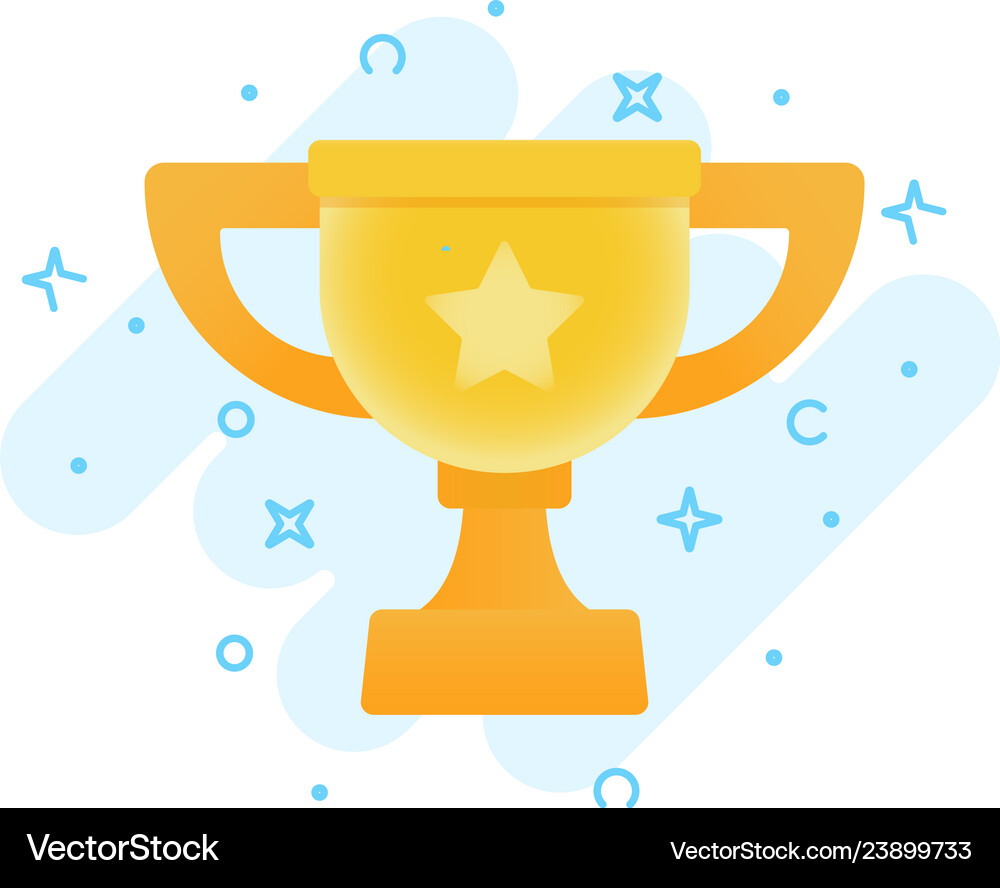 Gold winner cup award flat icon Royalty Free Vector Image