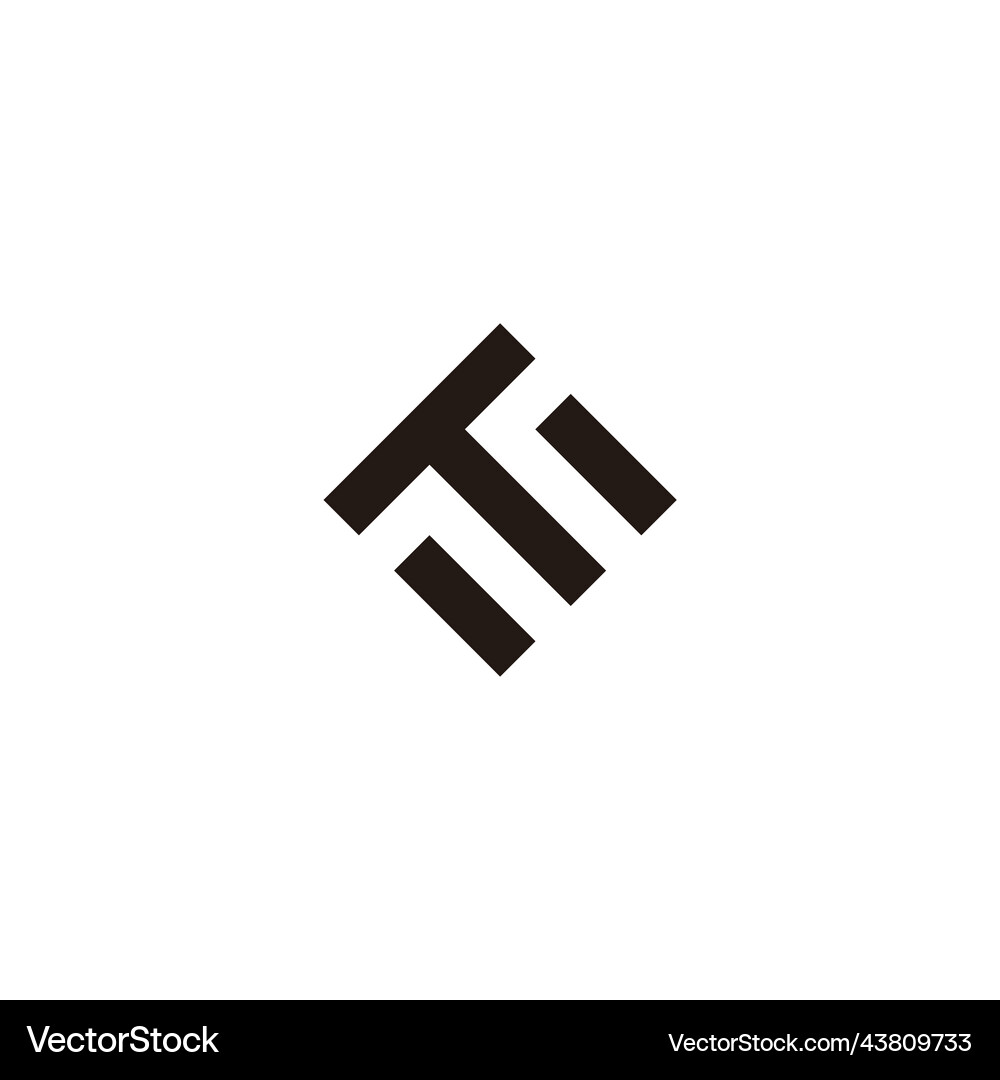 Letter te et t e outline square geometric symbol Vector Image