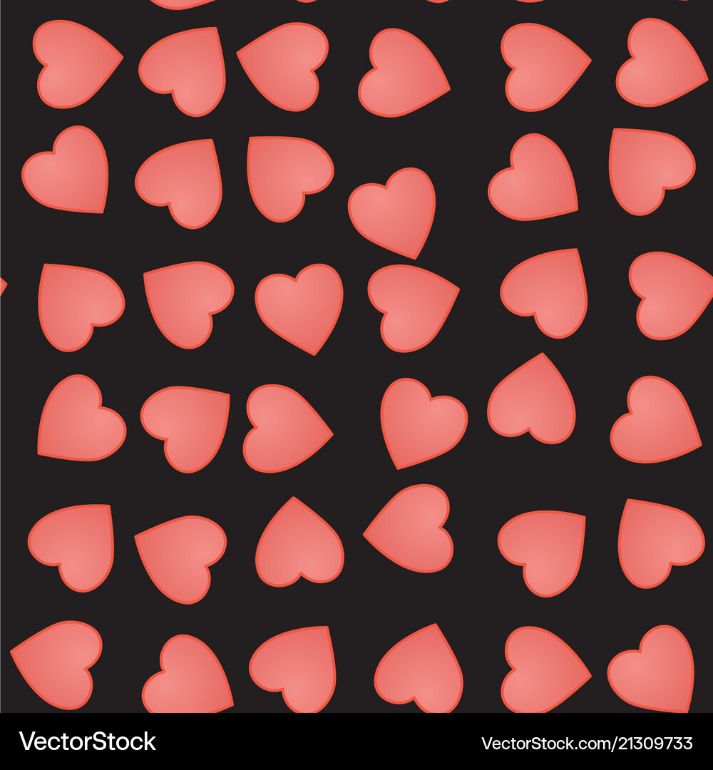 Seamless pattern with cute pink hearts on a black Vector Image