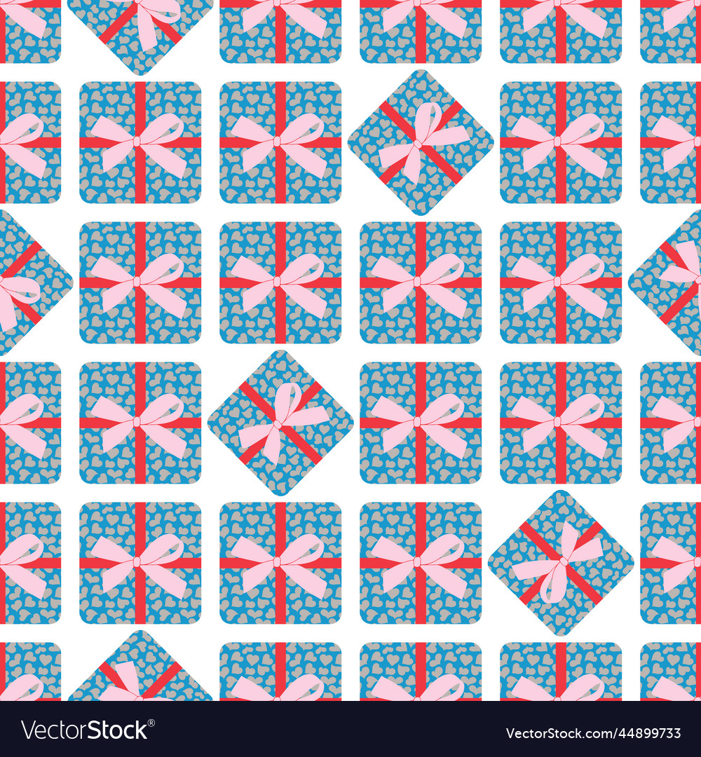Valentine gift boxes seamless pattern Royalty Free Vector