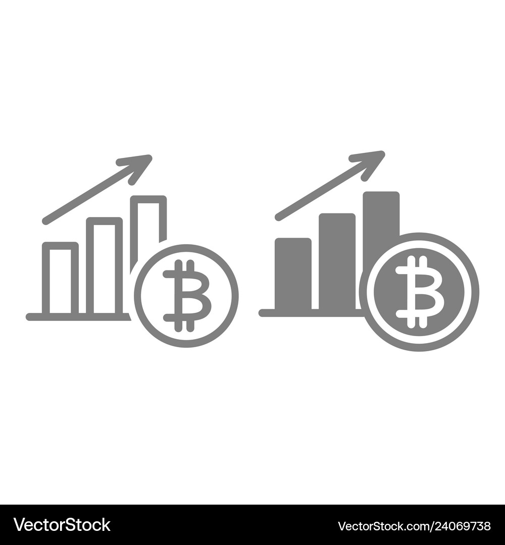 Bitcoin increase line and glyph icon Royalty Free Vector