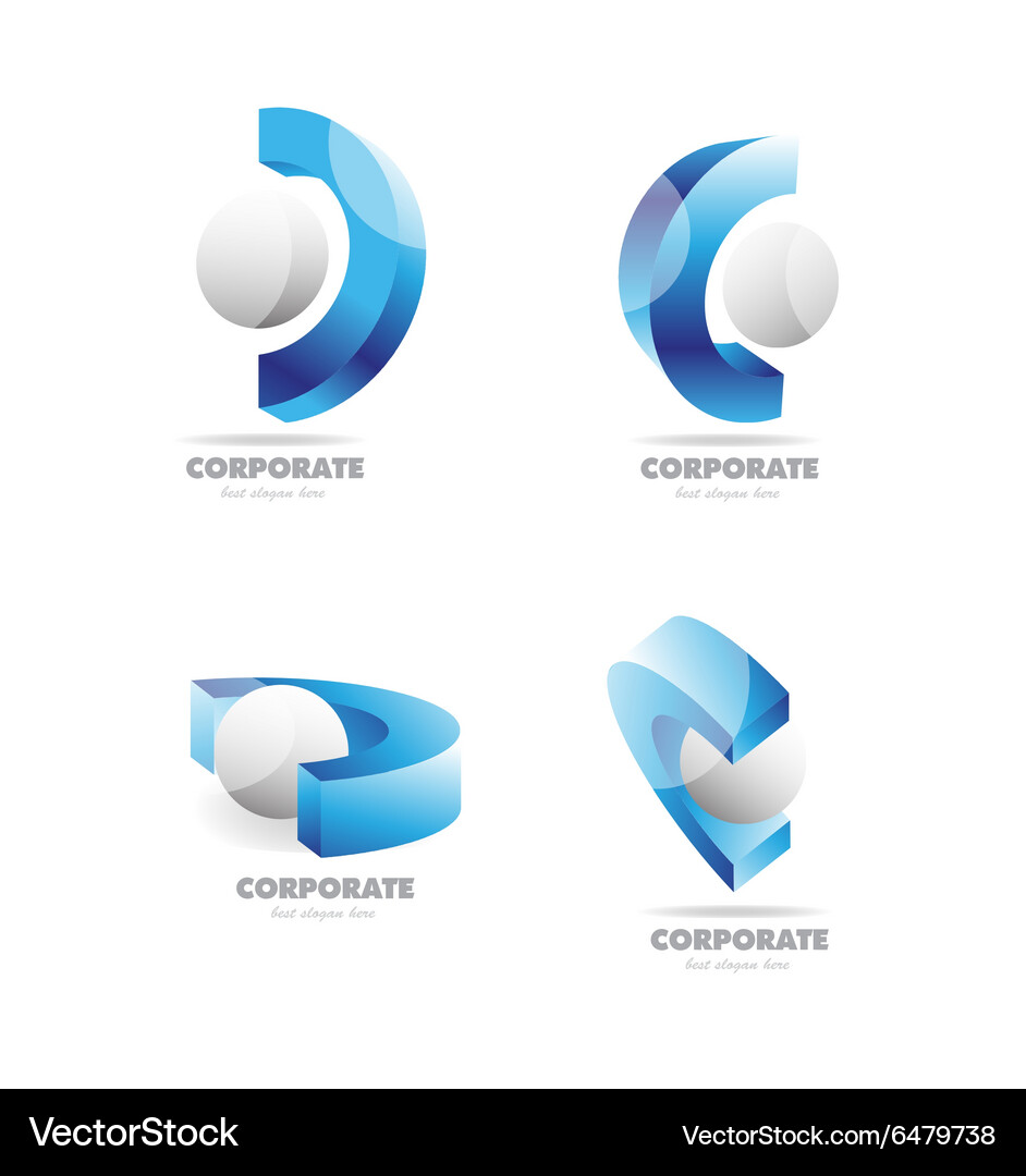 Corporate business 3d logo icon set Royalty Free Vector