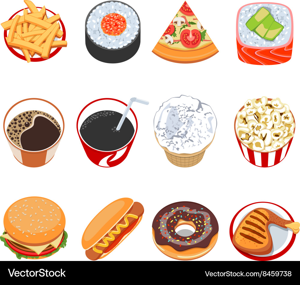 Fast food icons set Royalty Free Vector Image - VectorStock