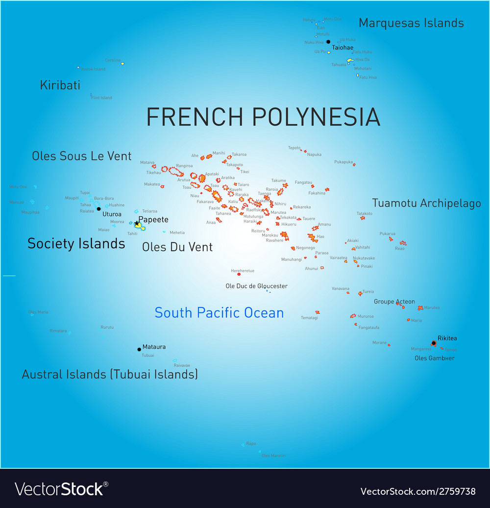French Polynesia Map Royalty Free Vector Image