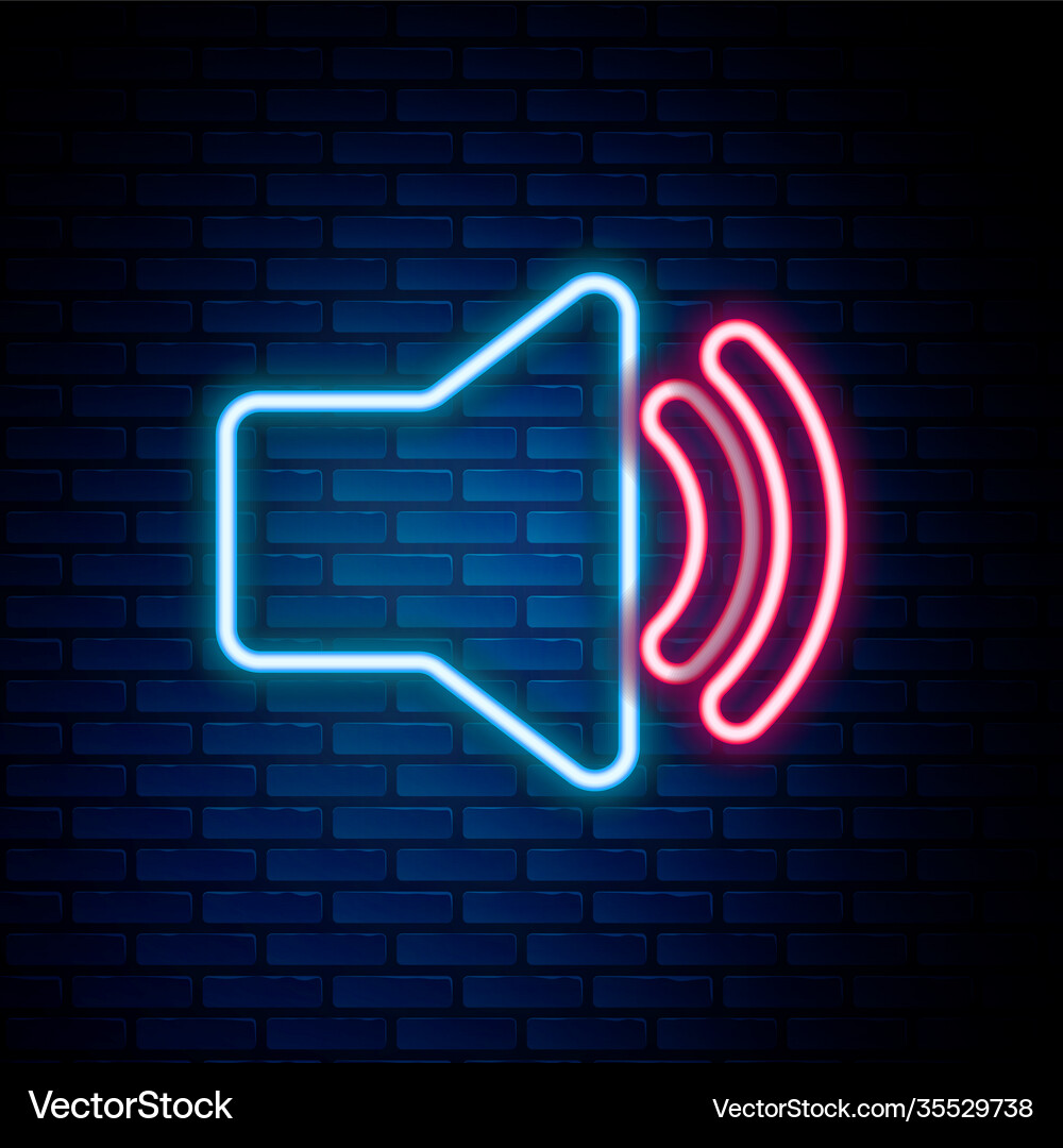 Glowing neon line speaker volume - audio voice Vector Image