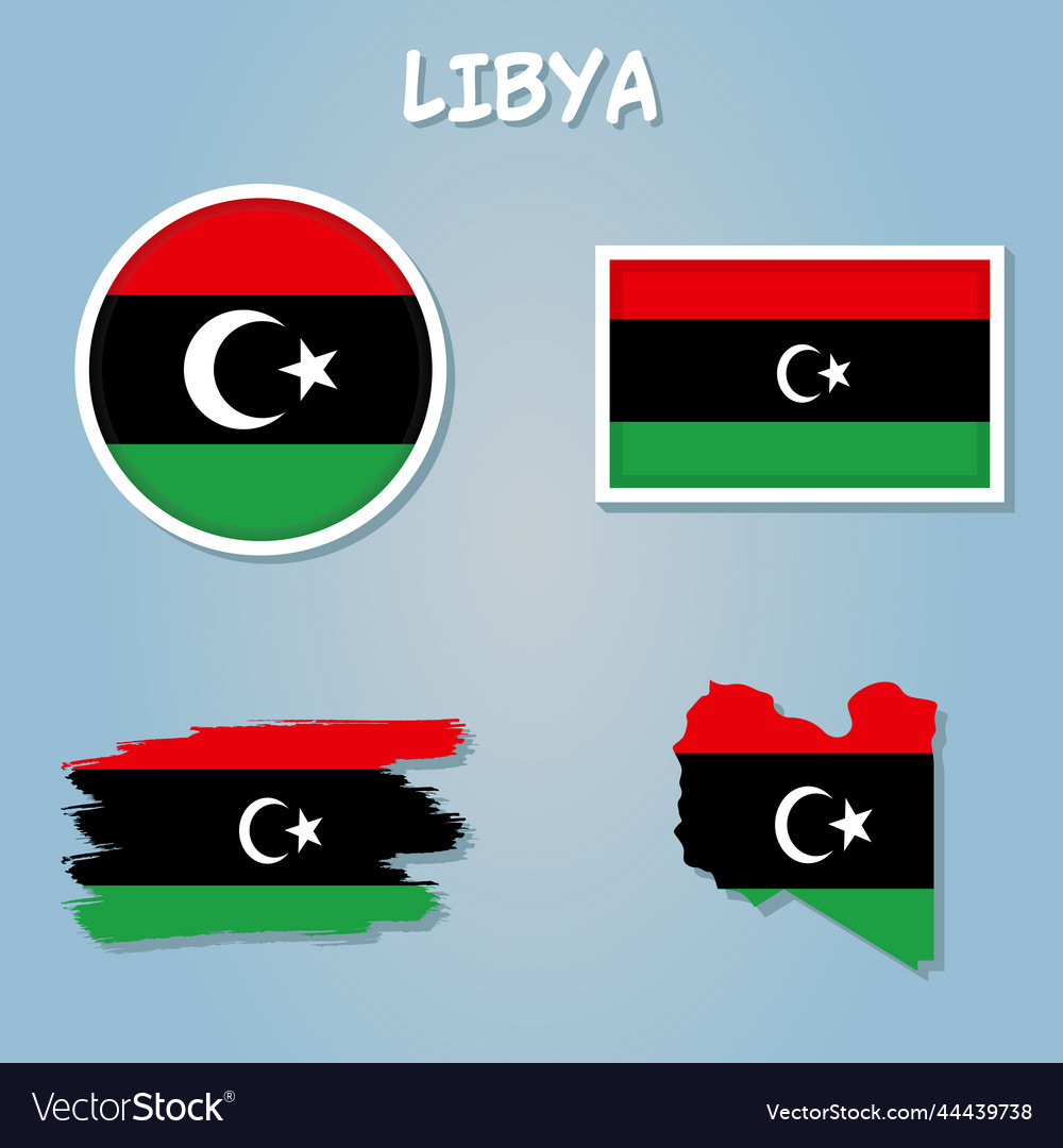 Maps of libya 3 dimensional with flag clipped Vector Image