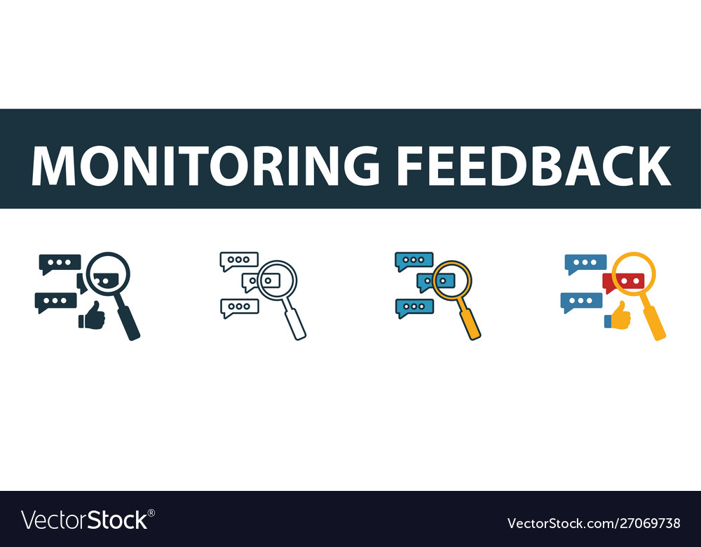 Monitoring feedback icon set four elements Vector Image