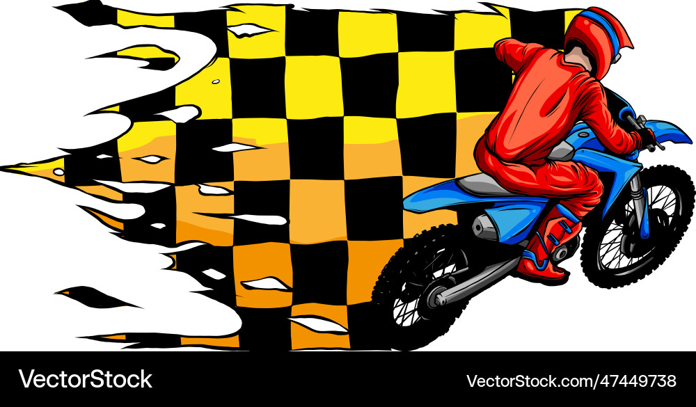 Motocross with race flag Royalty Free Vector Image
