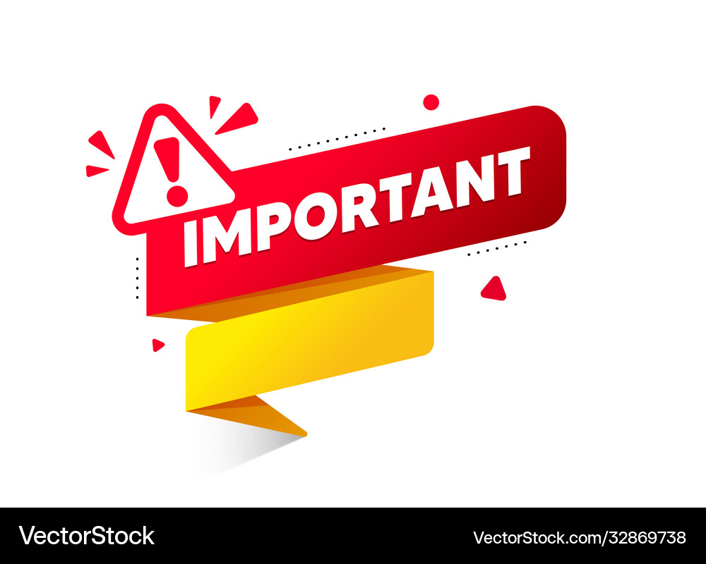 Red banner important with exclamation mark banner Vector Image