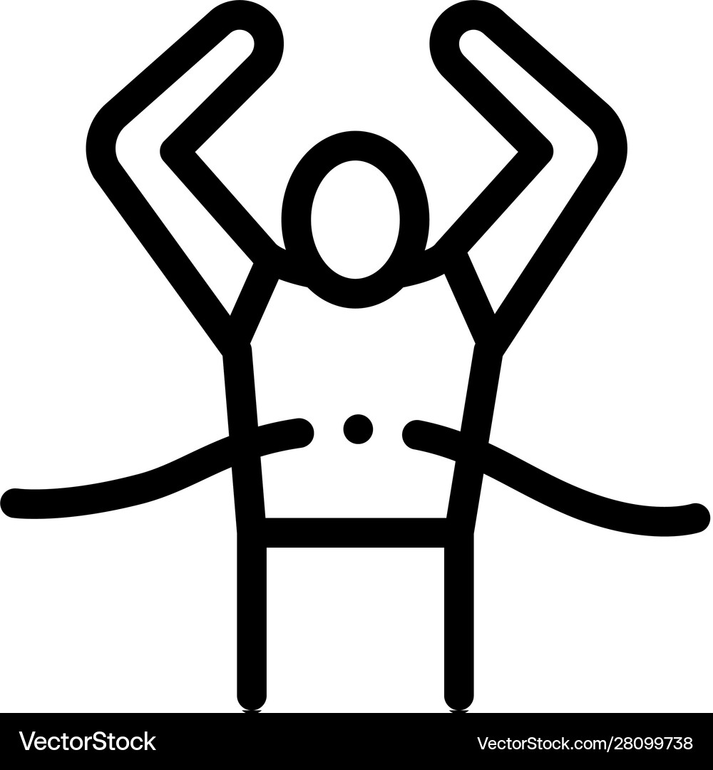 Runner tearing ribbon icon outline Royalty Free Vector Image