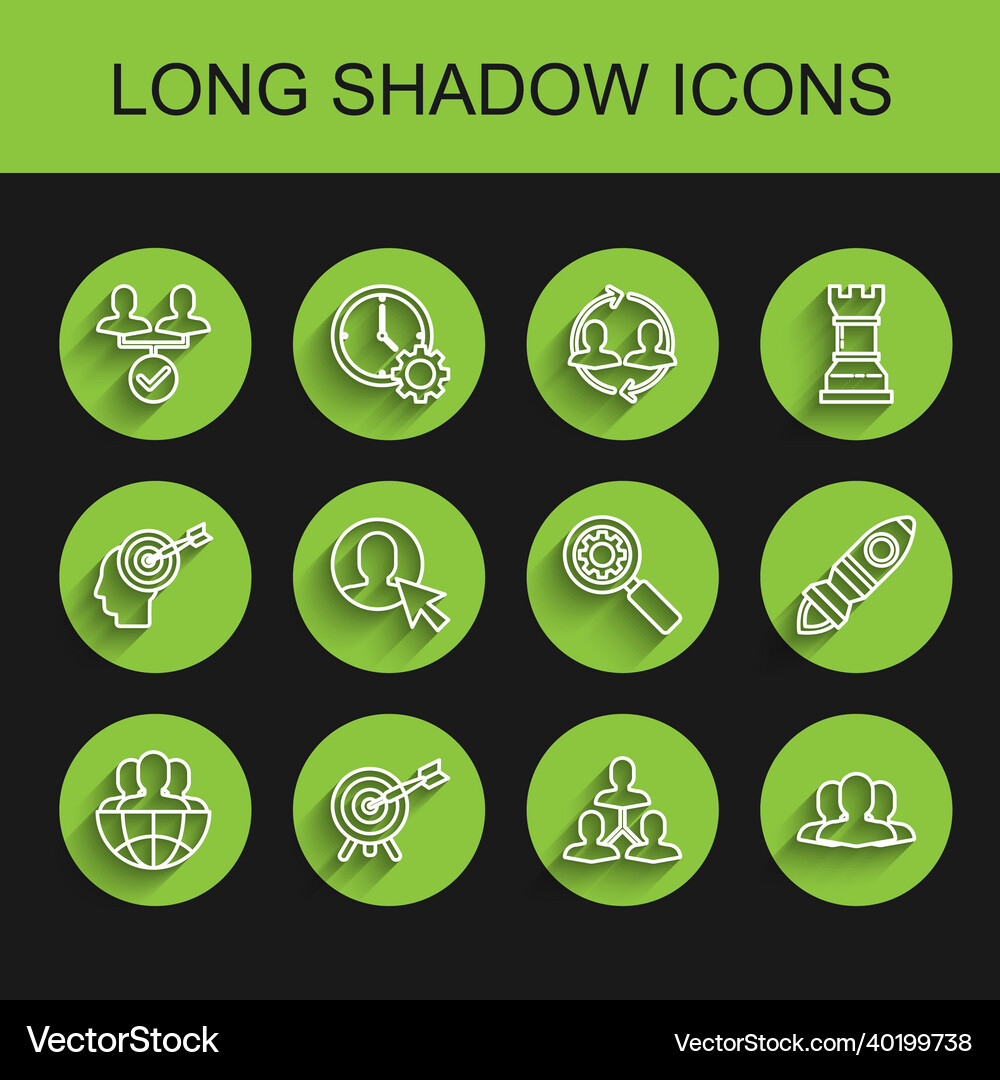 Set line globe and people target with arrow Vector Image