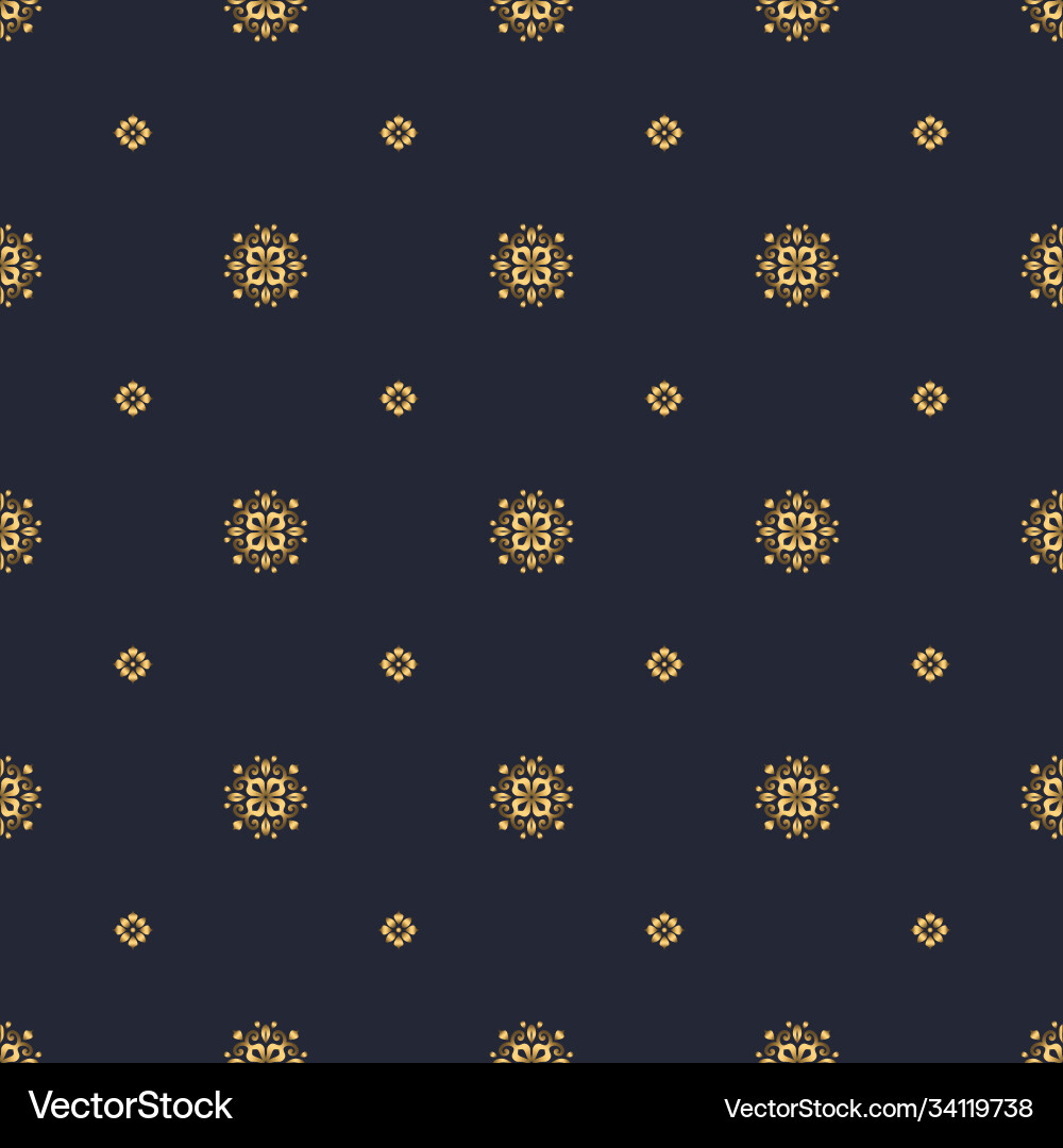 Swirl pattern seamless gold and navy blue Vector Image