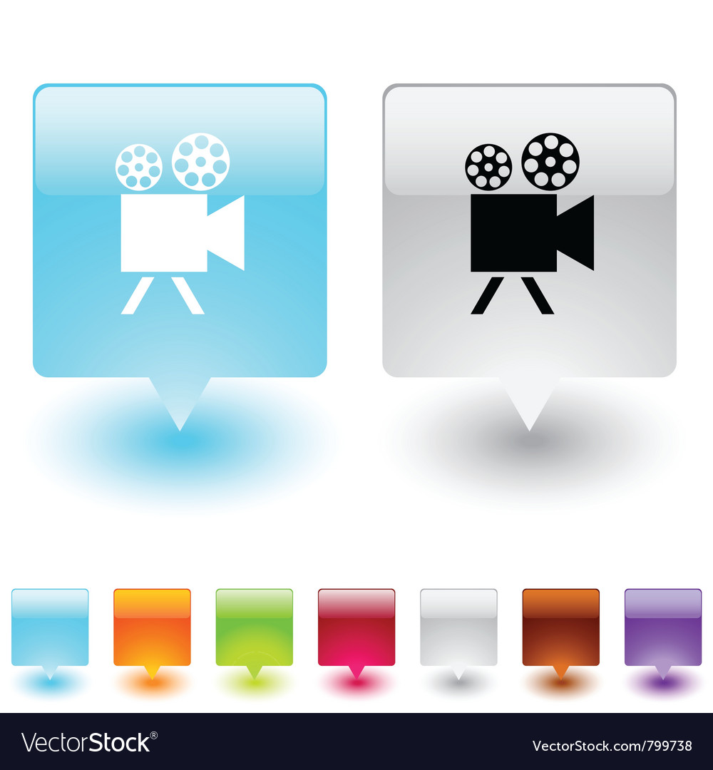 Video camera square button Royalty Free Vector Image