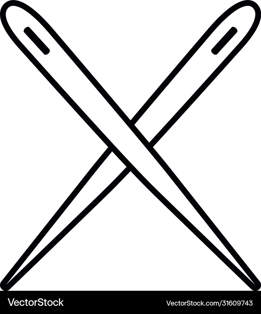 Crossed needles icon line style Royalty Free Vector Image