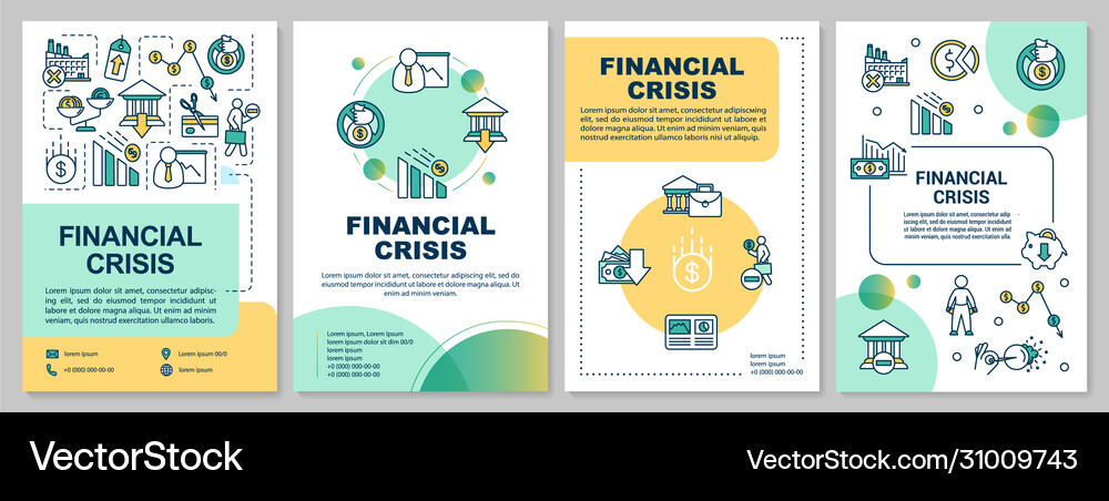 Financial crisis brochure template economic issue Vector Image