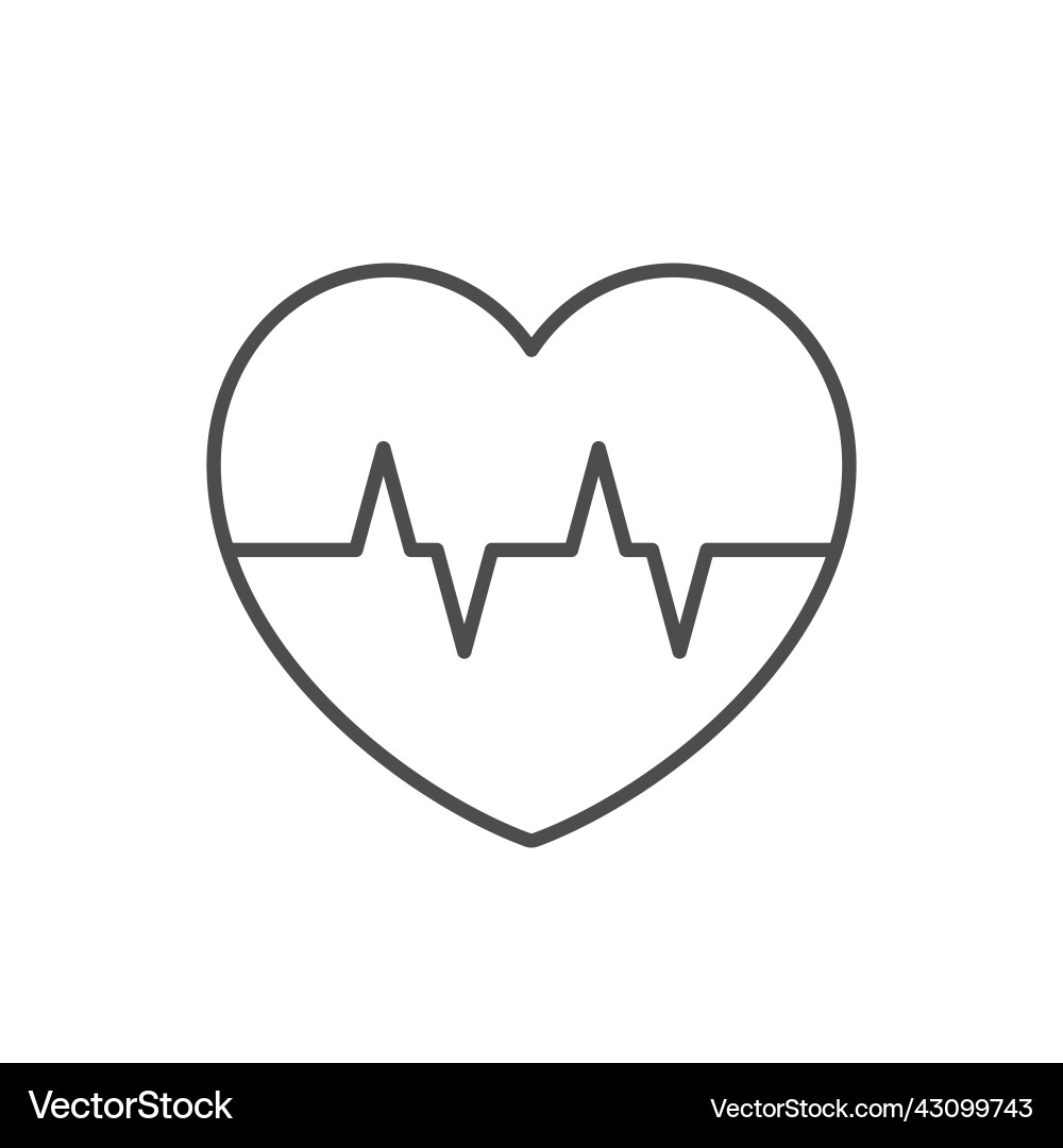 Heart pulse line outline icon Royalty Free Vector Image