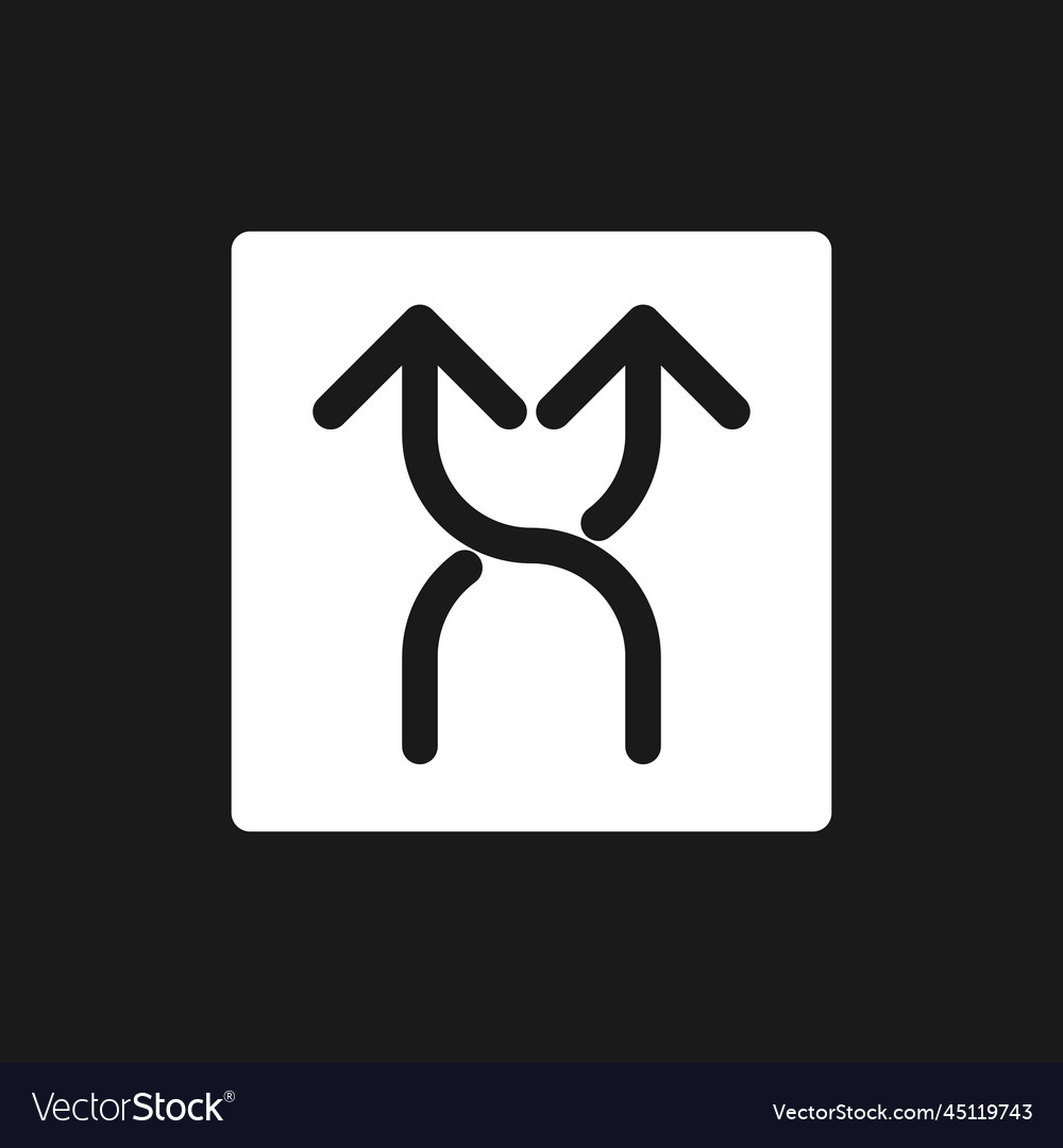 Highway intersection ahead arrows dark mode glyph Vector Image Highway intersection ahead arrows dark mode glyph Vector Image