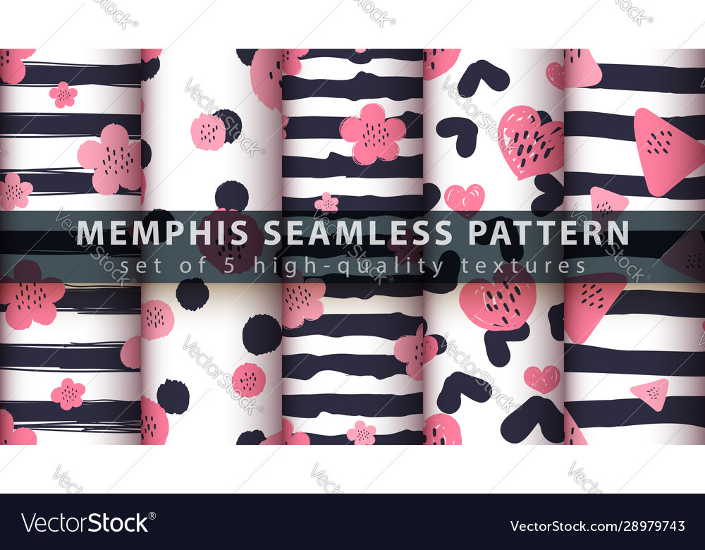 Memphis seamless pattern - set five items Vector Image