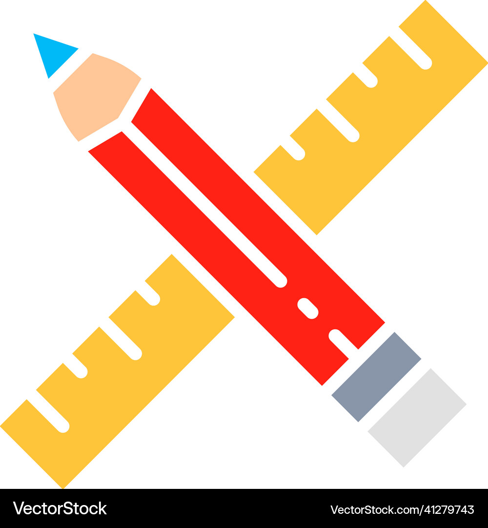Pencil and ruler project art white line Royalty Free Vector