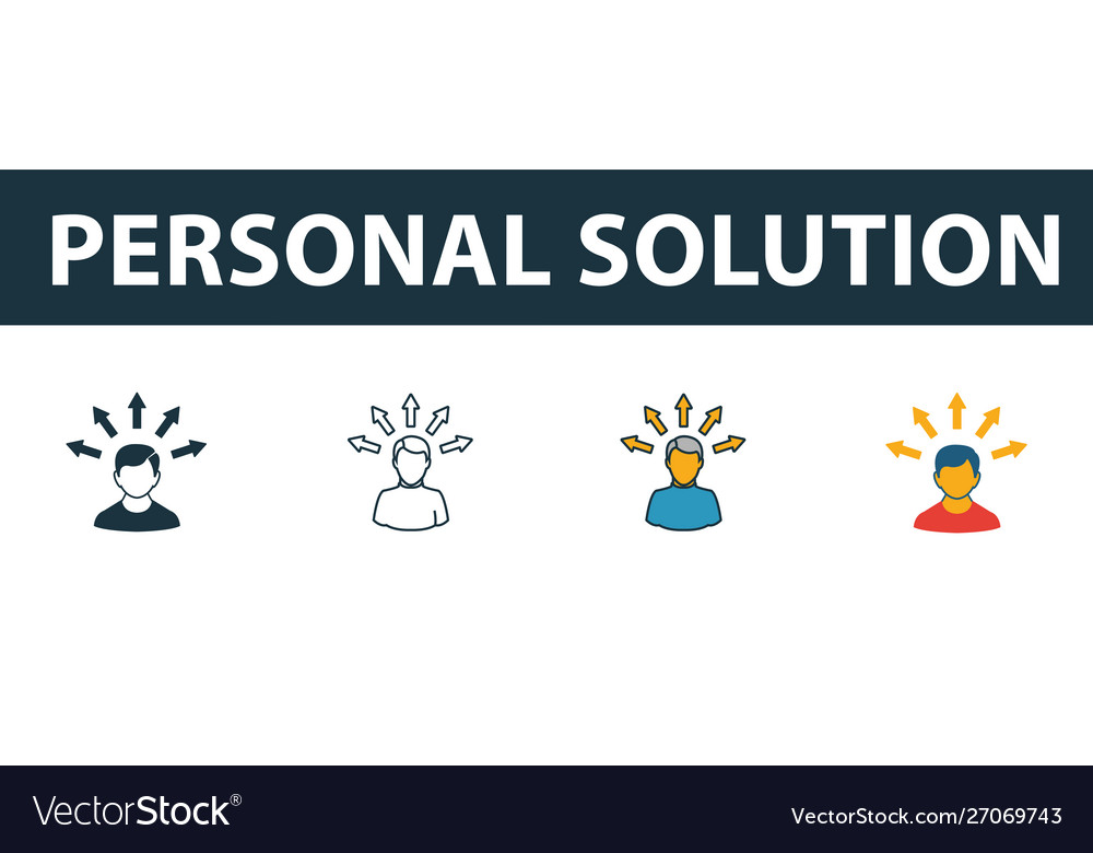 Personal solution icon set four elements Vector Image