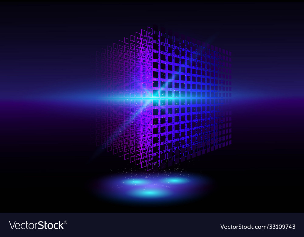 Perspective 3d wireframe cube geometric cube from Vector Image