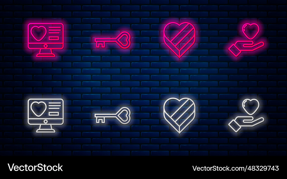 Set line key in heart shape candy shaped box Vector Image