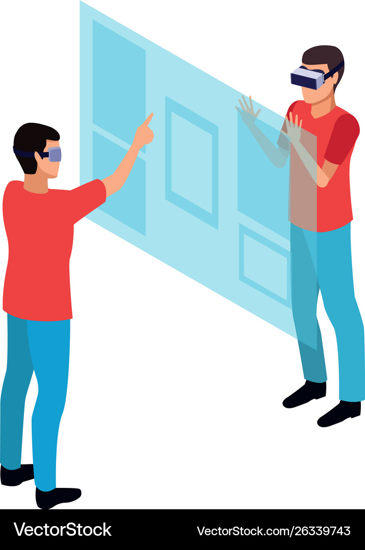 Virtual reality technology experience cartoon Vector Image