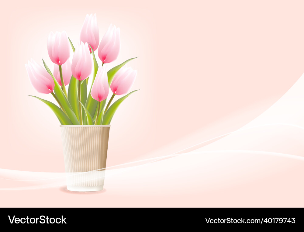Wedding card with tulips on a light background Vector Image