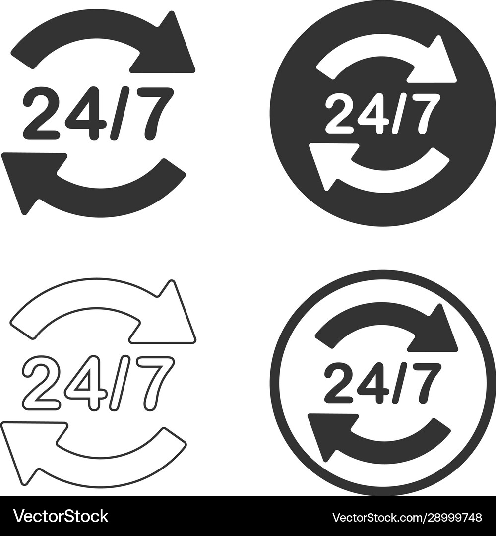 24 7 service open h hours a day and 7 days Vector Image