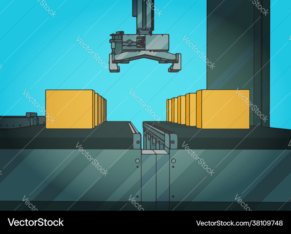 Automated conveyor line and robotic manipulator Vector Image